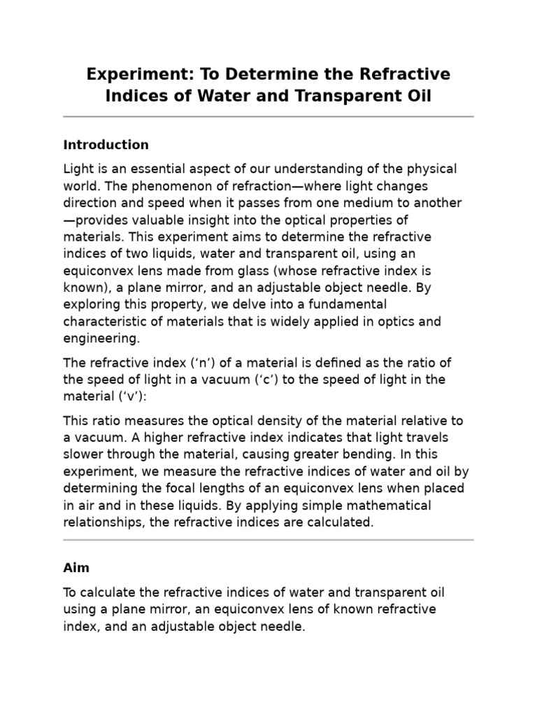 physics project | PDF | Refractive Index | Refraction