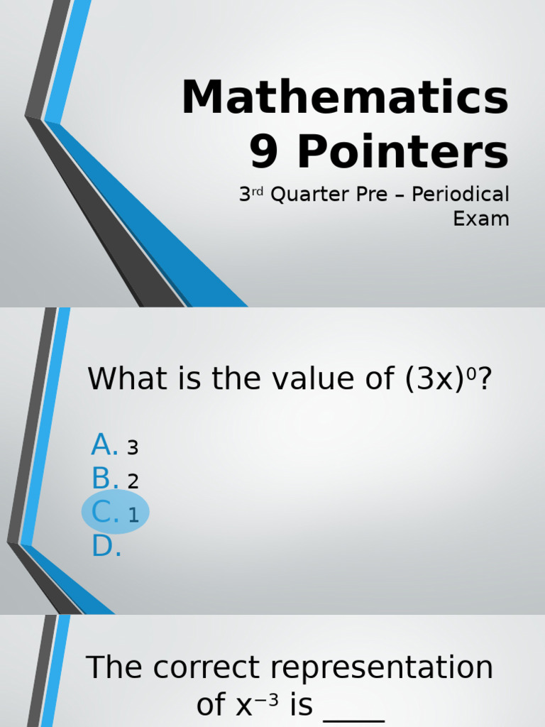 Mathematics 9 Pointers 3rd Quarter Pre Periodical Exam 064036 | PDF
