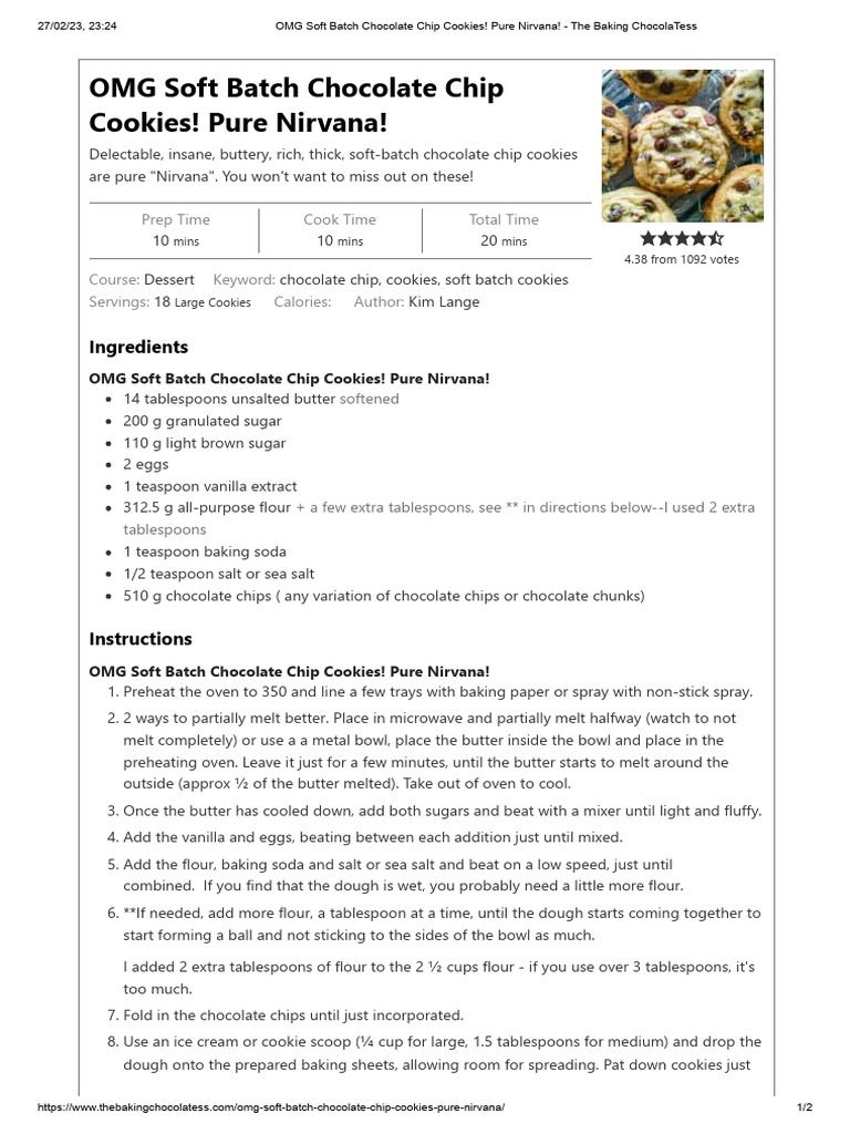 OMG Soft Batch Chocolate Chip Cookies | PDF | Chocolate | Teaspoon