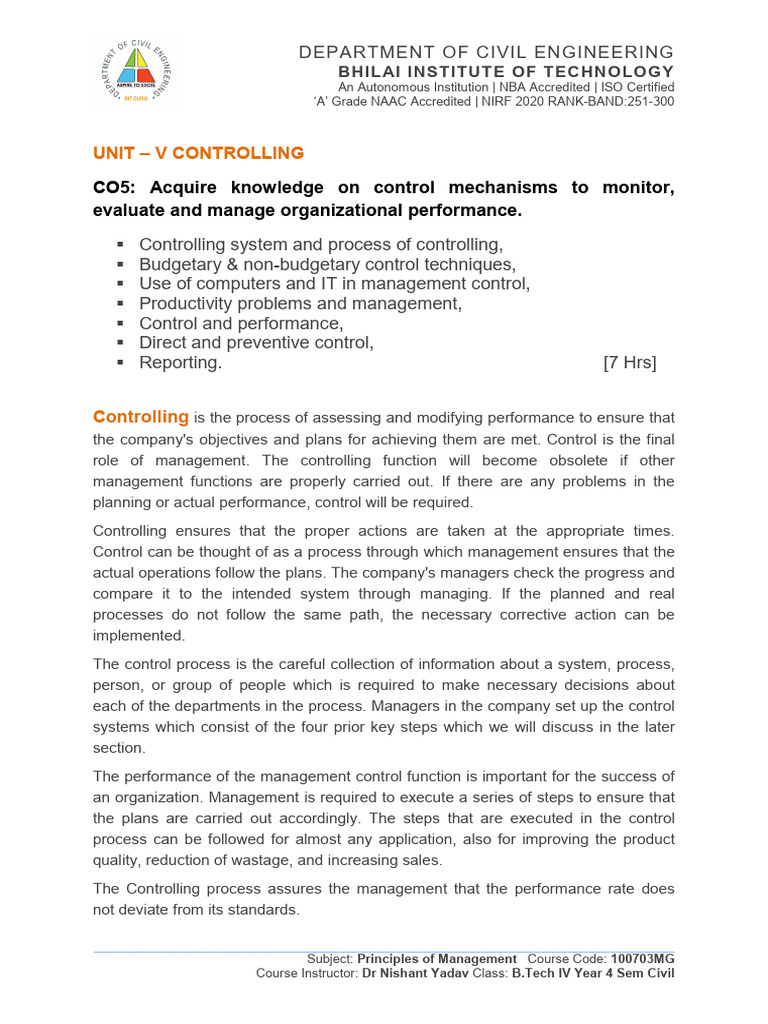 controlling unit 5 | PDF | Expense | Information