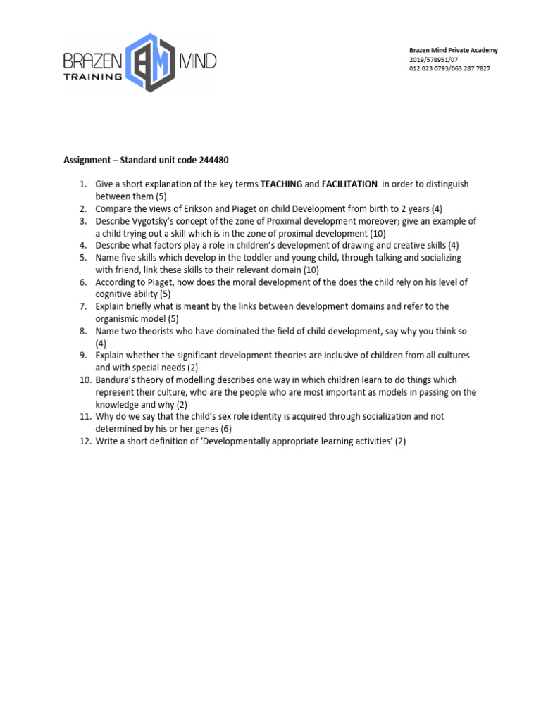 Assignment - Standard Unit Code 244480 | PDF