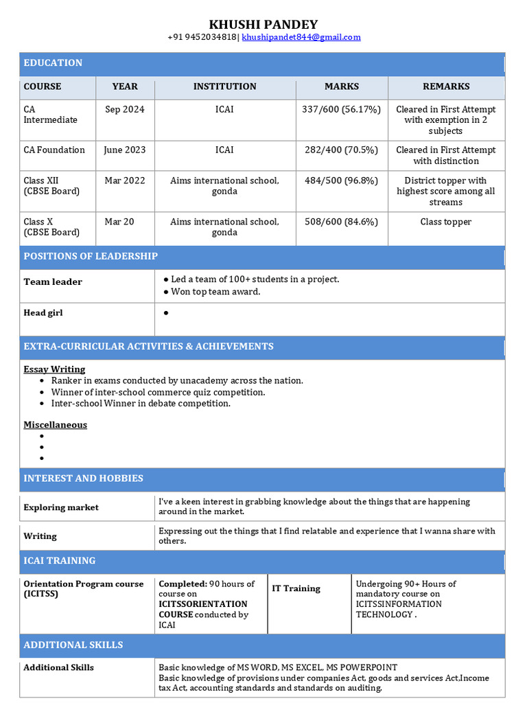 Khushi Pandey Resume | PDF