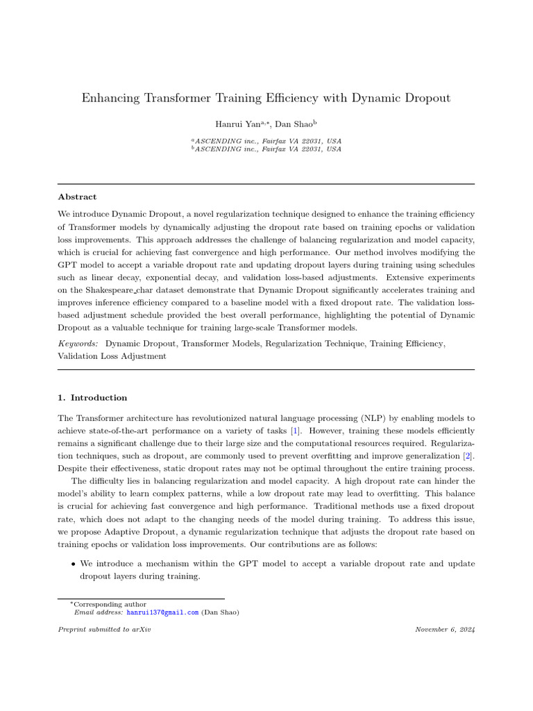 Dynamic Dropout for Transformers | PDF | Applied Mathematics | Machine Learning