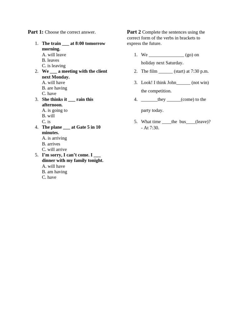 Future Tense Practice Exercises | PDF