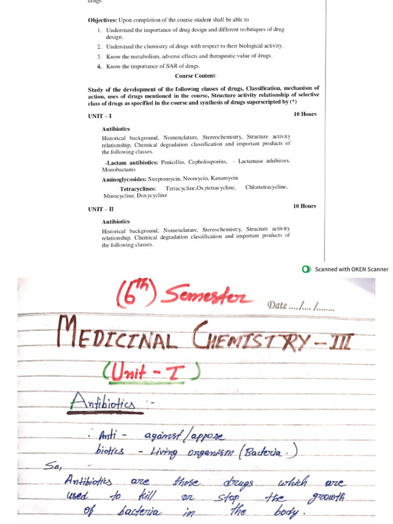 Medicinal Chemistry-3 Unit-1 Antibiotics | PDF