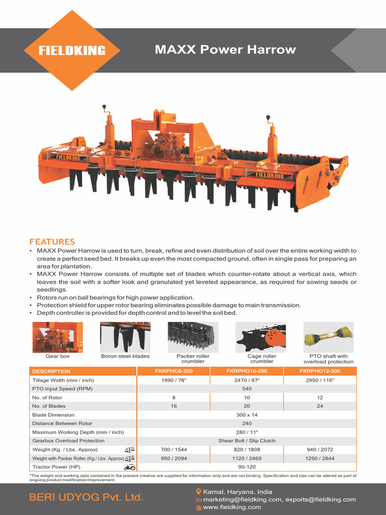 MAXX Power Harrow | PDF | Helicopter Rotor | Machines
