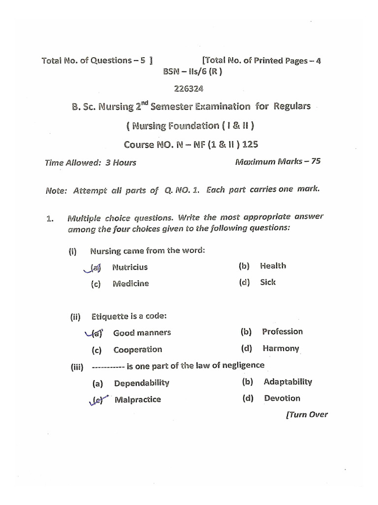 Nursing Foundation Question Paper 2024 | PDF | Sepsis | Clinical Medicine