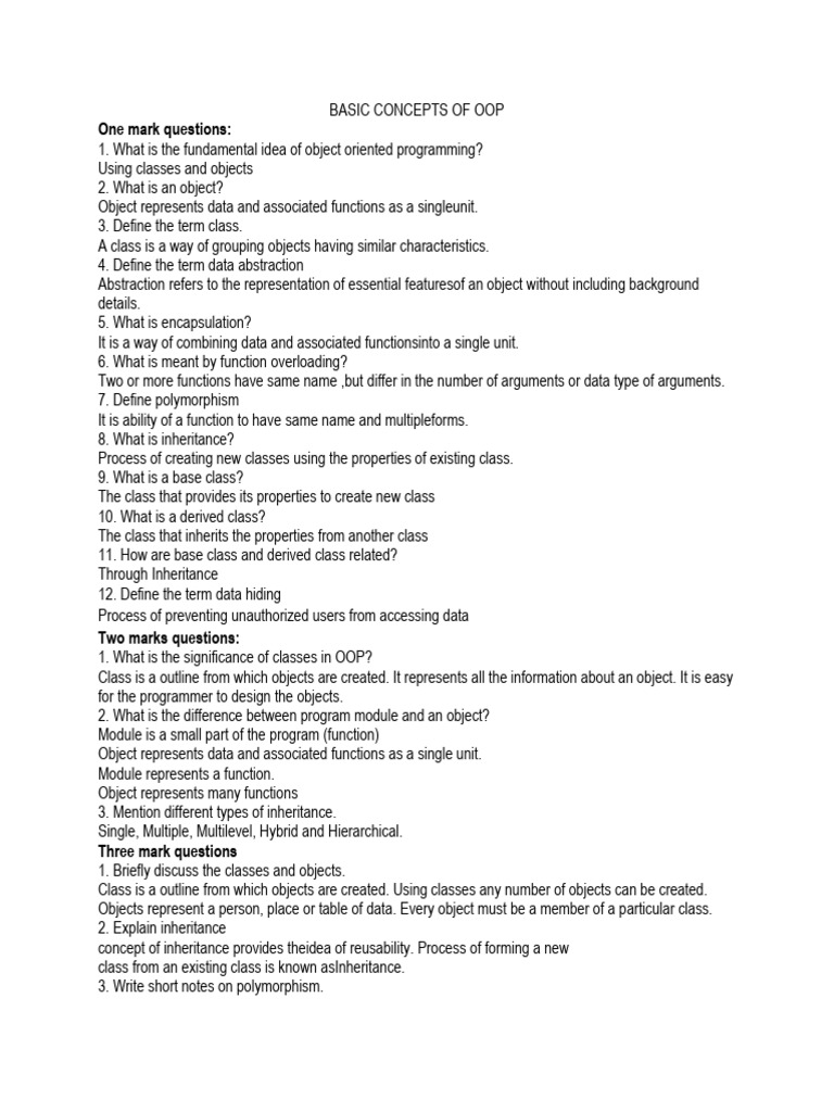 Key Concepts of Object-Oriented Programming | PDF | Object Oriented Programming | Class ...