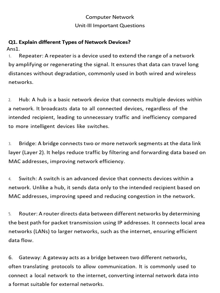Unit III Important Questions | PDF | Routing | Computer Network