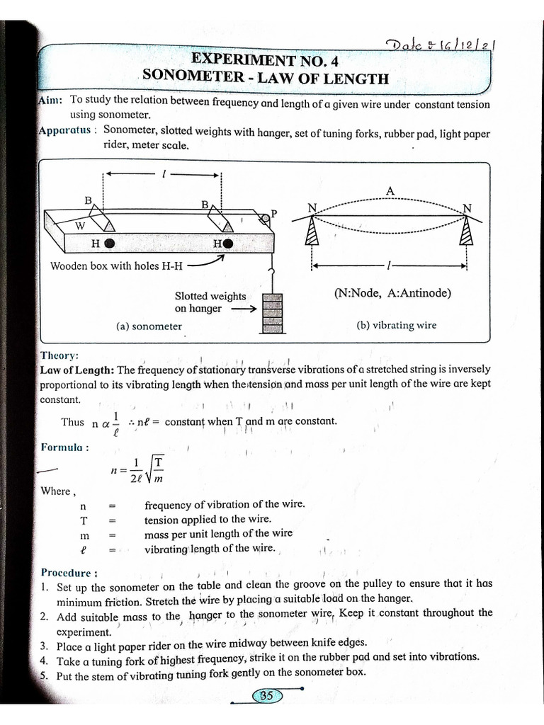 Sonometer Law of Length Solutions | PDF