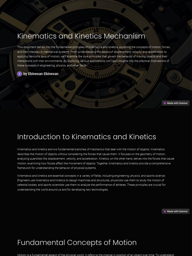 Kinematics and Kinetics Mechanism | PDF | Force | Classical Mechanics