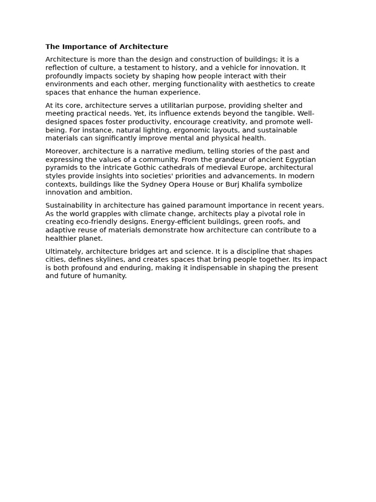 Significance of Architecture in Society | PDF
