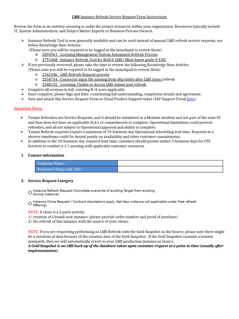 LMS Instance Refresh Request Guide | PDF | Databases | Server (Computing)