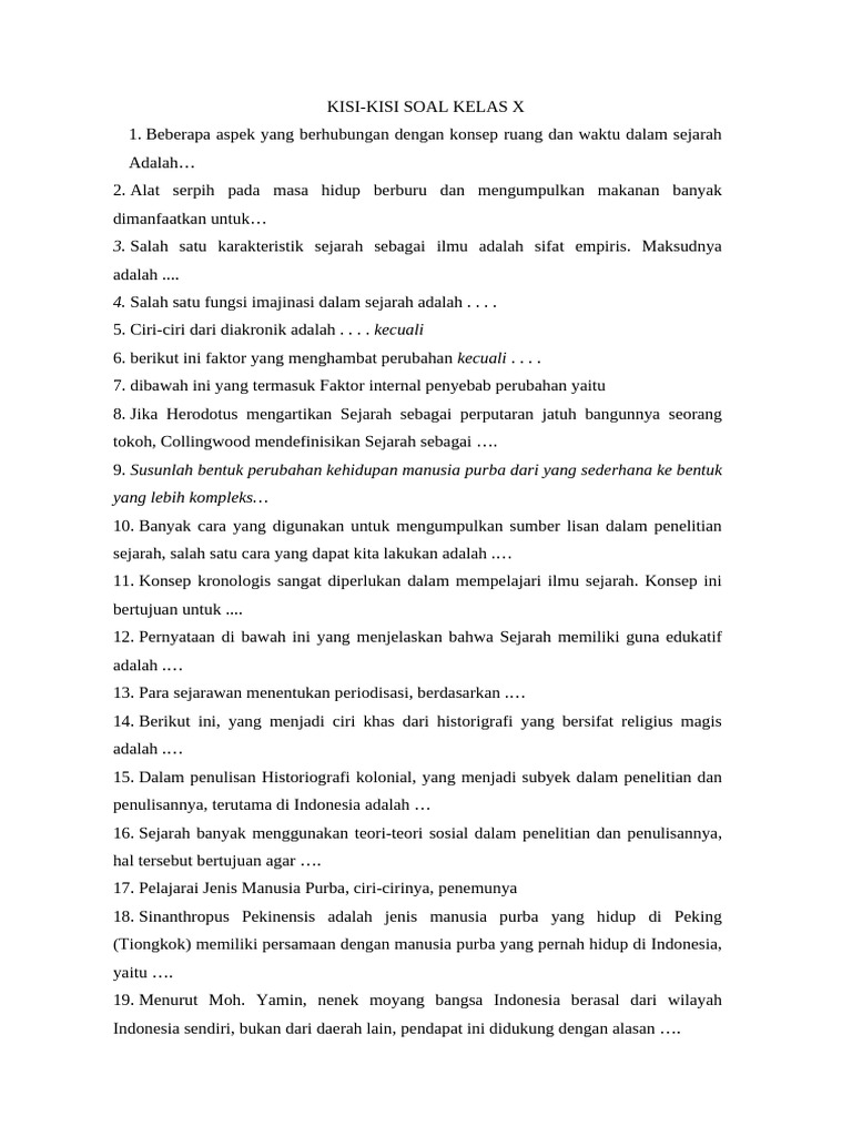 Kisi Kisi Sejarah 2024 | PDF