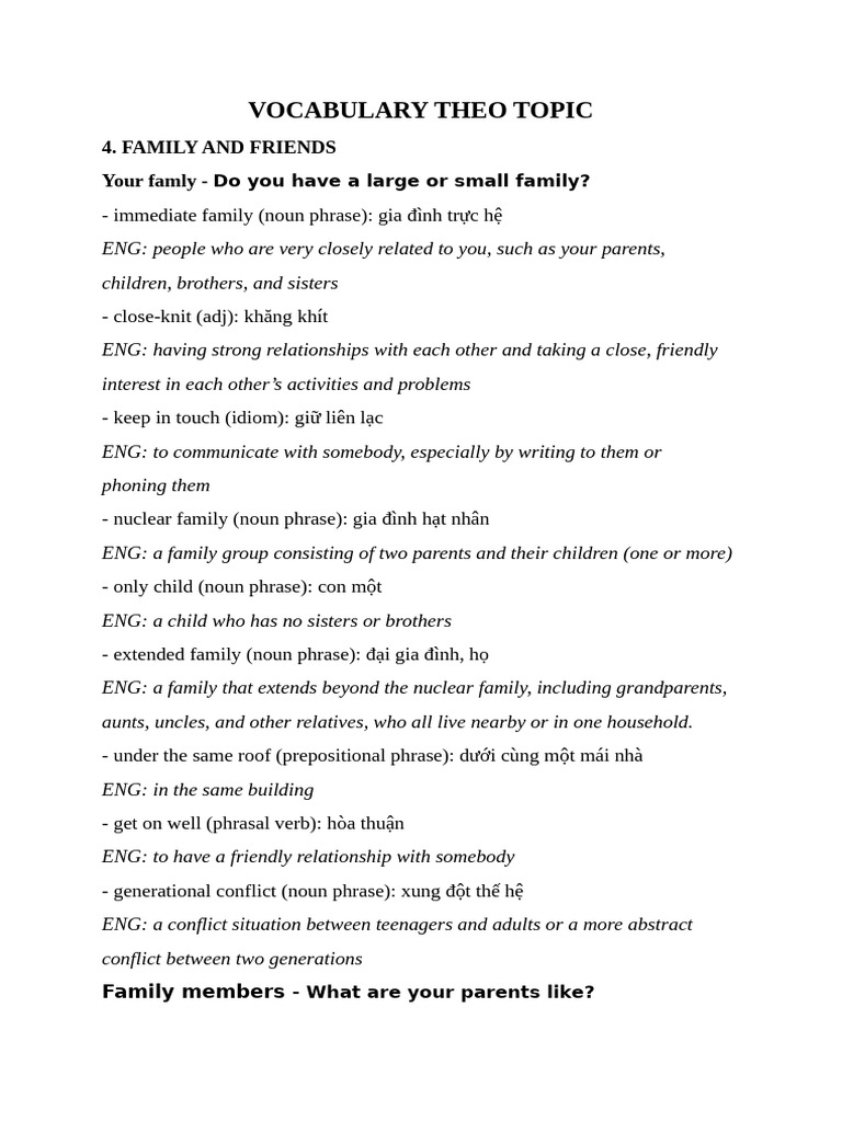 4 FAMILY AND FRIENDS | PDF | Family | English Language