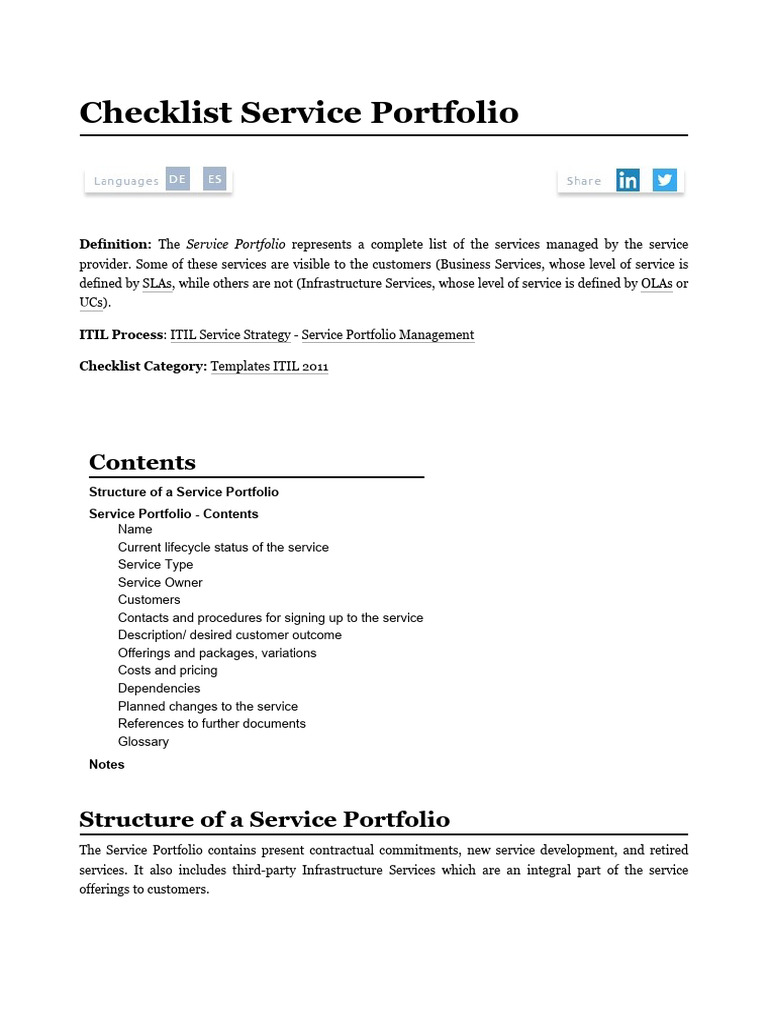 Checklist Service Portfolio | PDF | Pricing | Business