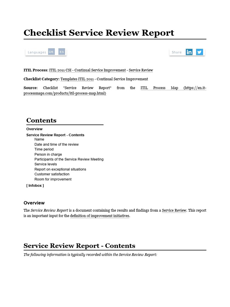 Checklist Service Review Report | PDF | Business | Human Communication
