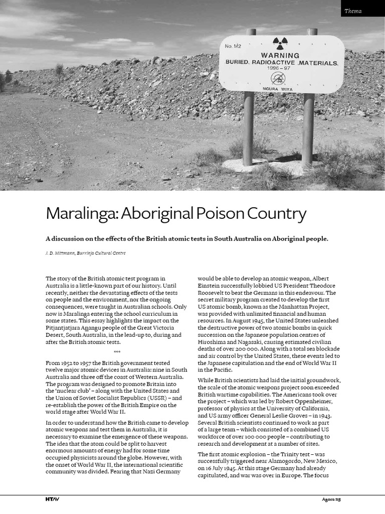 Maralinga Aboriginal Poison Country | PDF | Nuclear Weapons Testing ...