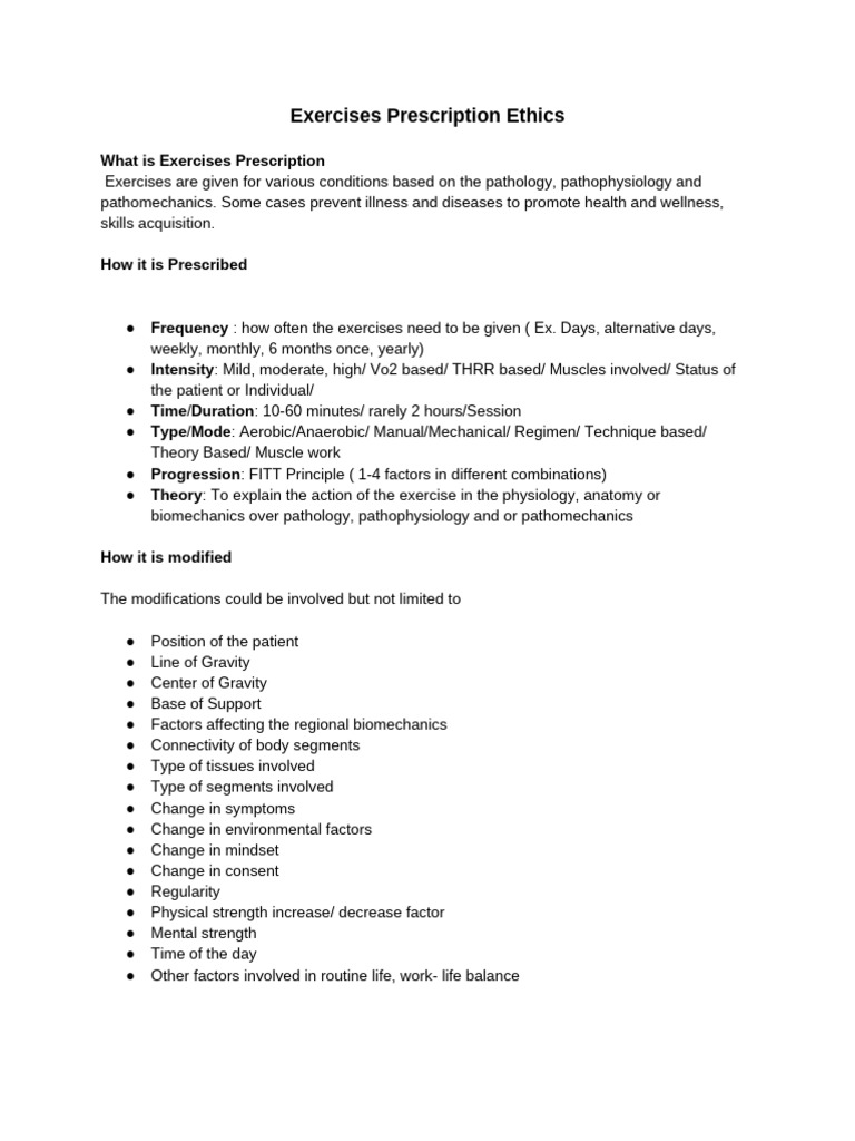 Ethics in Exercise Prescription Guide | PDF | Aerobic Exercise | Medicine