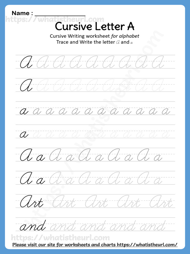 Cursive Alphabet Worksheets Letter A | PDF