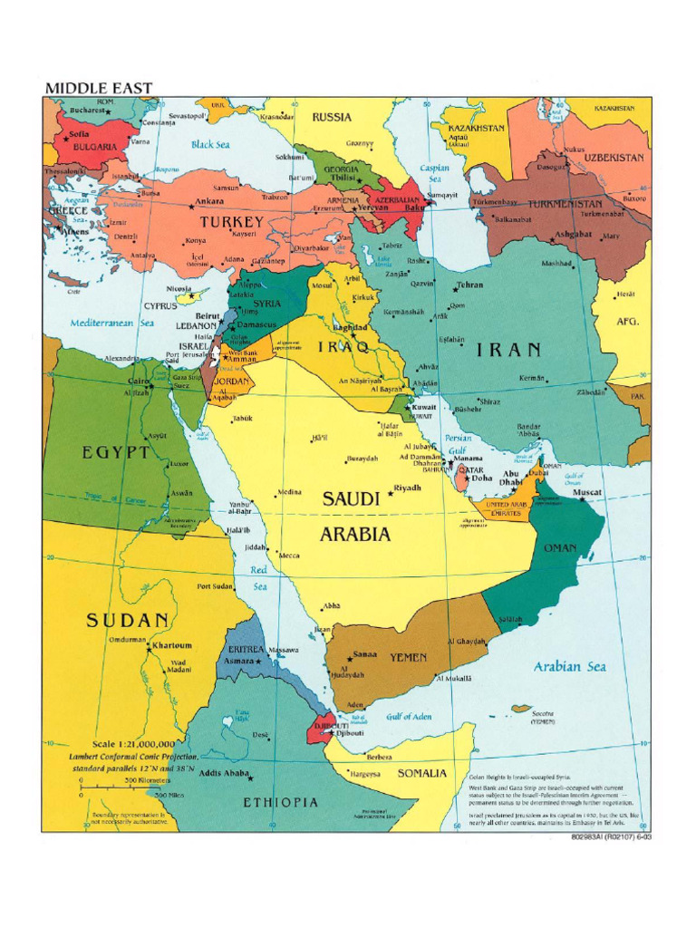 Middle East Map with Capitals | PDF