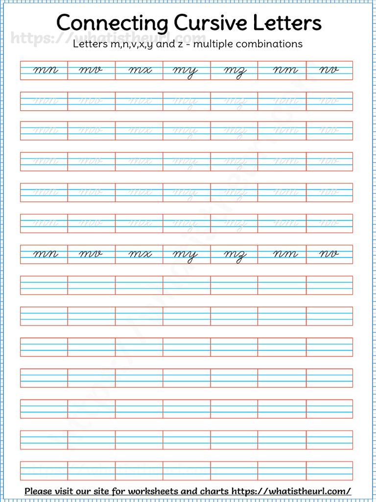 Connecting Cursive Letters Mnvxy and z Multiple Combinations 1 | PDF