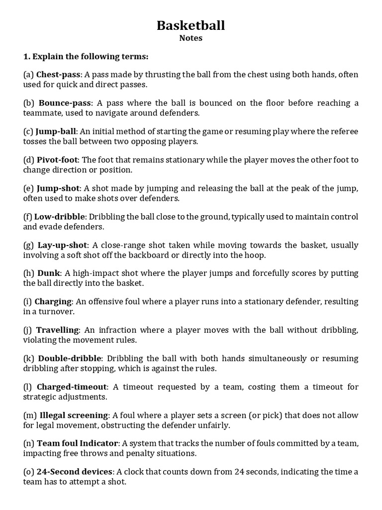 Basketball Terms and Rules Explained | PDF | Referee | Sports Rules And ...