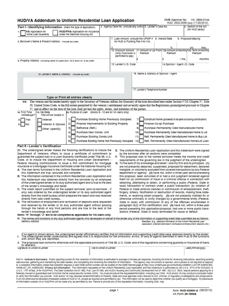 HUD - FHA Application For Insurance | PDF | Mortgages | Loans