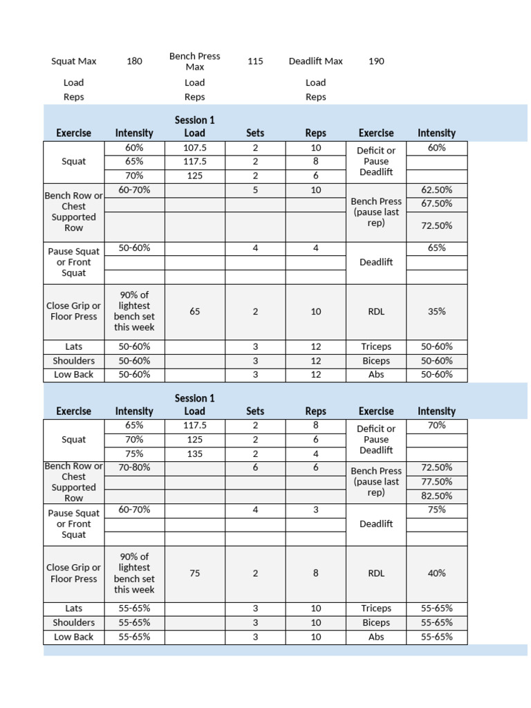 Squat and Deadlift Training Program | PDF | Athletic Sports ...