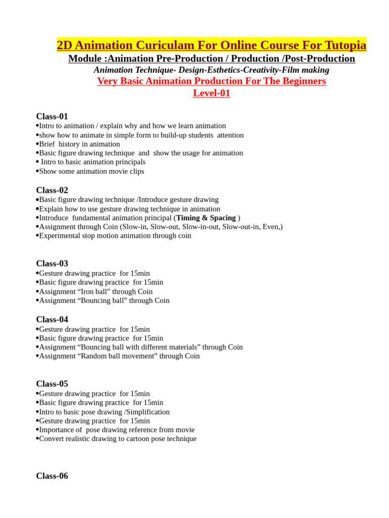 2D Animation Curriculum For Online Live Class For Tutopia - 13.12.24 ...