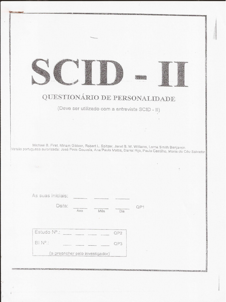SCID II - Questionário de Personalidade-1 | PDF