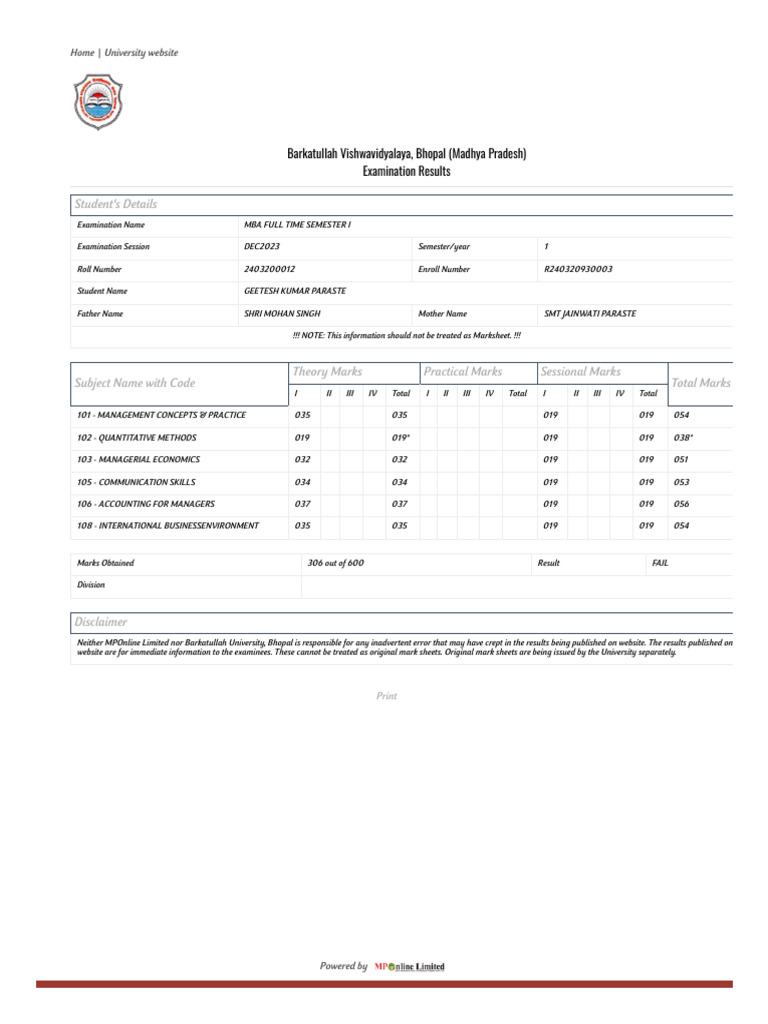 1st Sem Result | PDF | Economies | Business