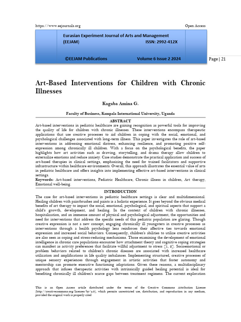 Art-Based Interventions for Children with Chronic Illnesses (www.kiu.ac.ug) | PDF | Chronic ...