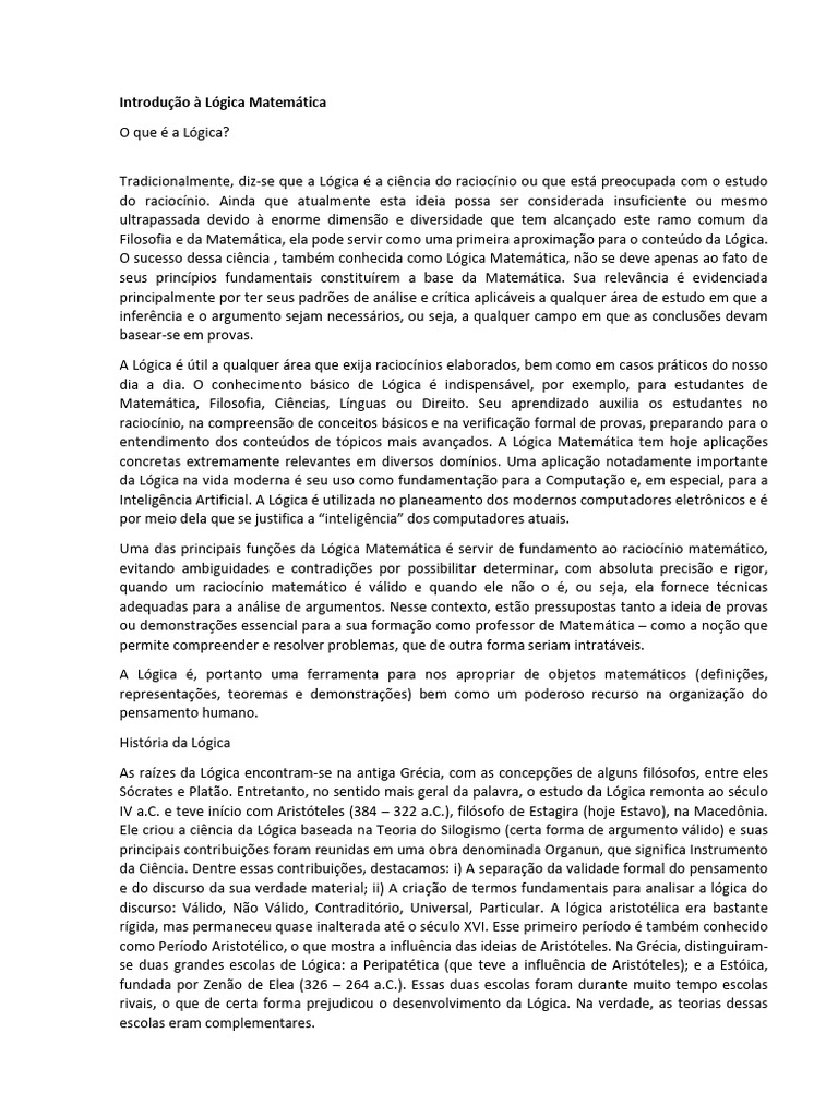 O que é Lógica Matemática? | PDF | Lógica | Matemática