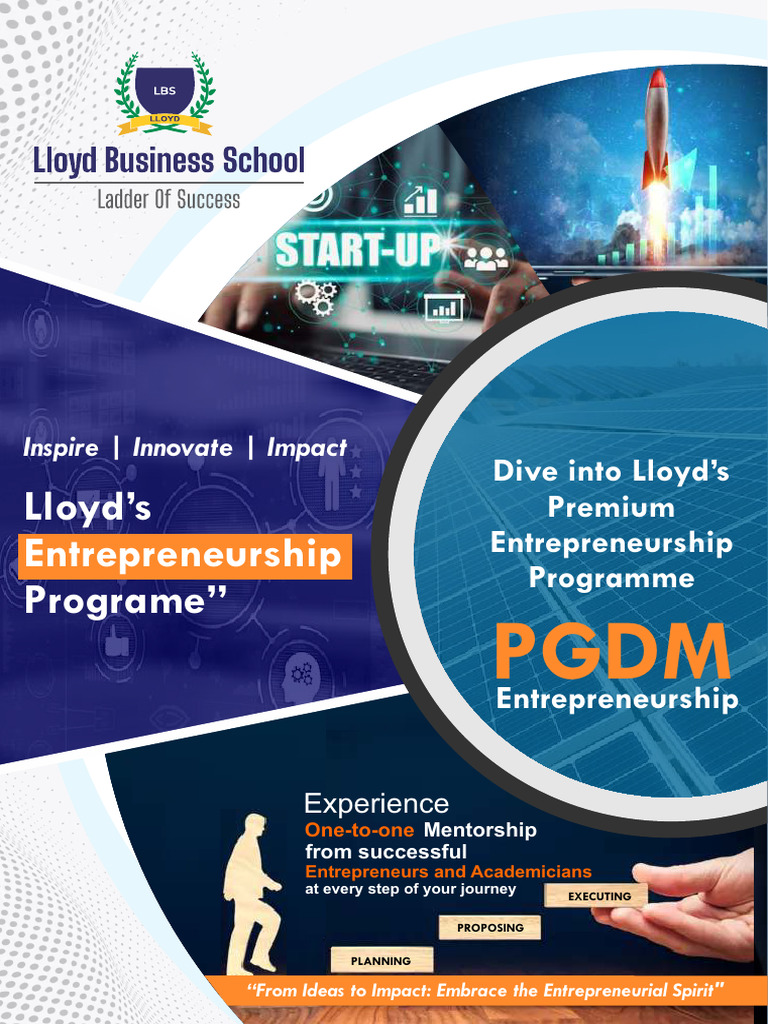 Lloyd PGDM Entrepreneurship Brochure | PDF | Entrepreneurship | Startup Company