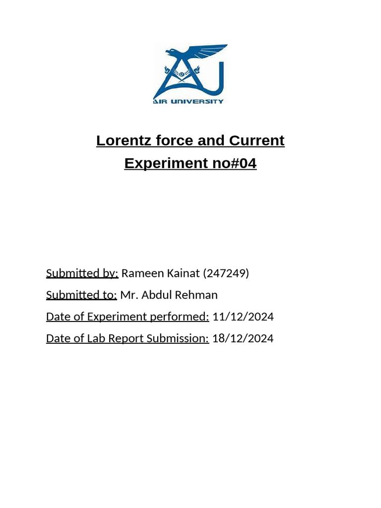 Lorentz Force and Current Relationship | PDF | Force | Magnetic Field