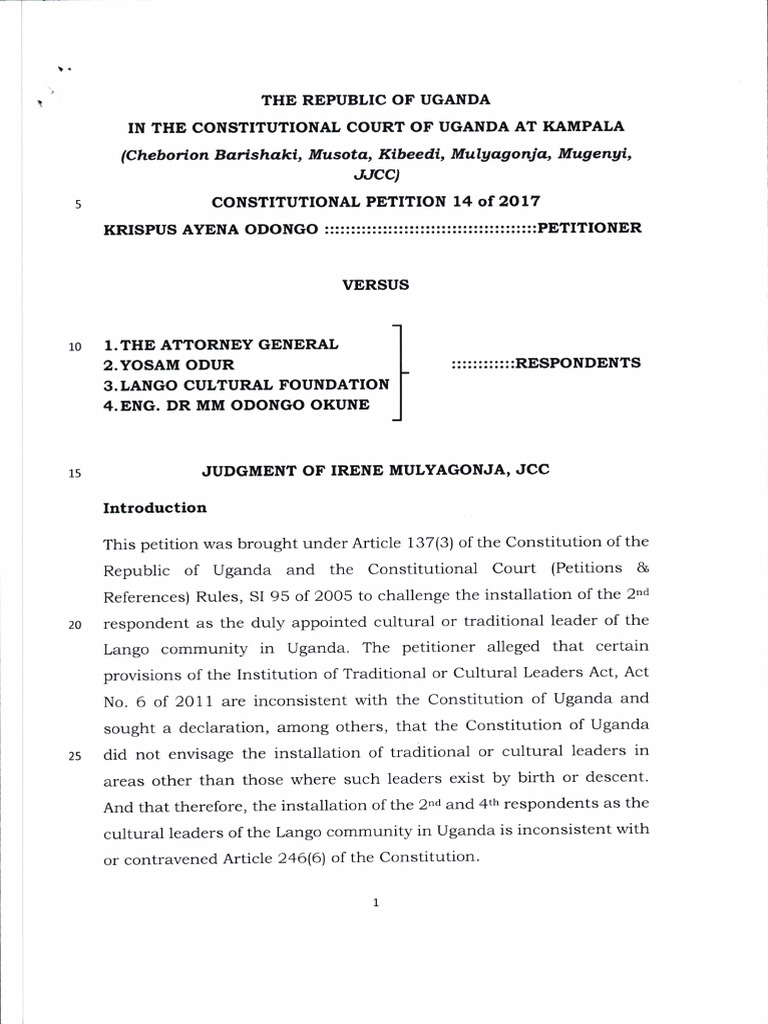 Lango Leadership Constitutional Challenge | PDF | Legal Procedure ...