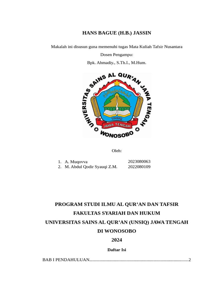 H.B. Jassin Dan Tafsirnya | PDF