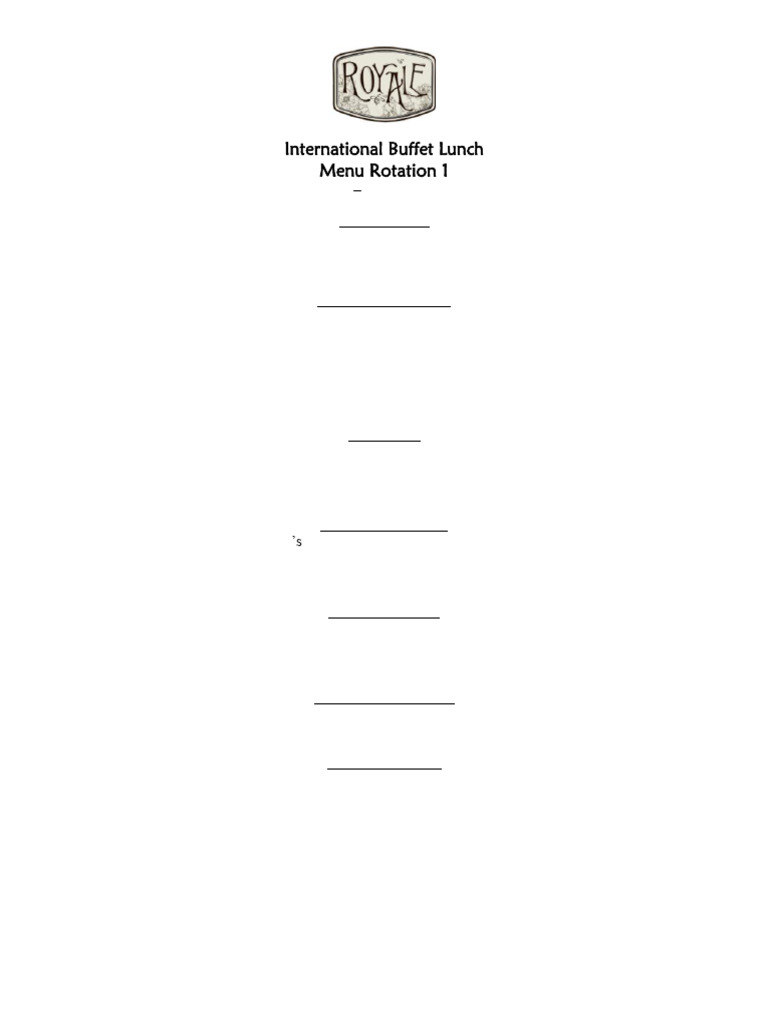Royale Restaurant Buffet Menu | PDF | French Cuisine | Salad