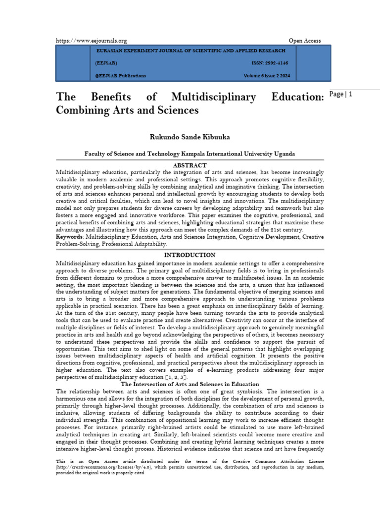 Multidisciplinary Education Benefits | PDF | Interdisciplinarity ...