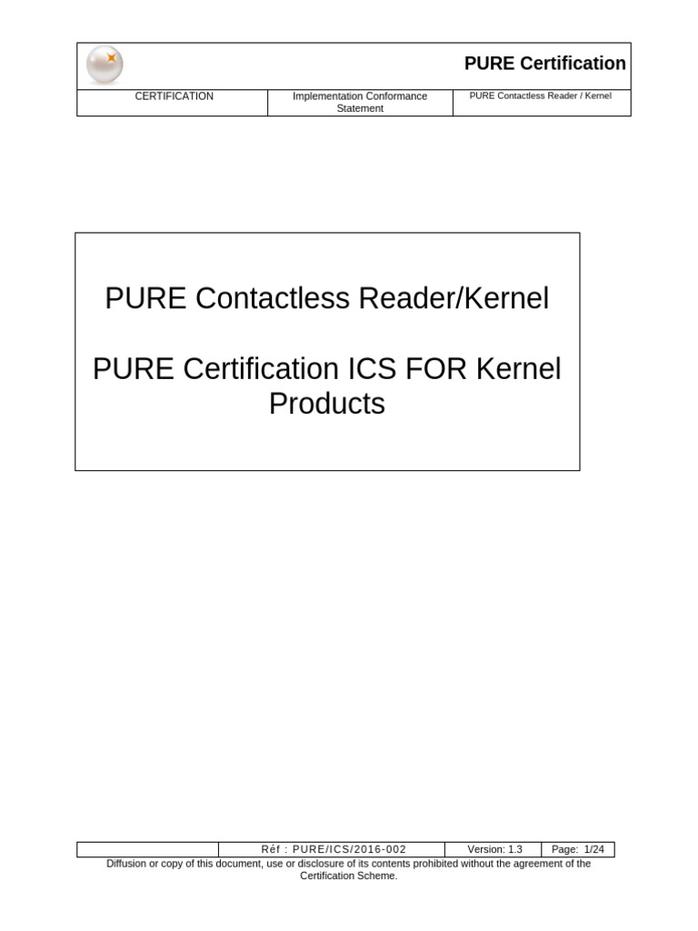 PURE-Certification-ICS-FOR-Kernel-Products-v.1.3 | PDF | Emv | Computer ...