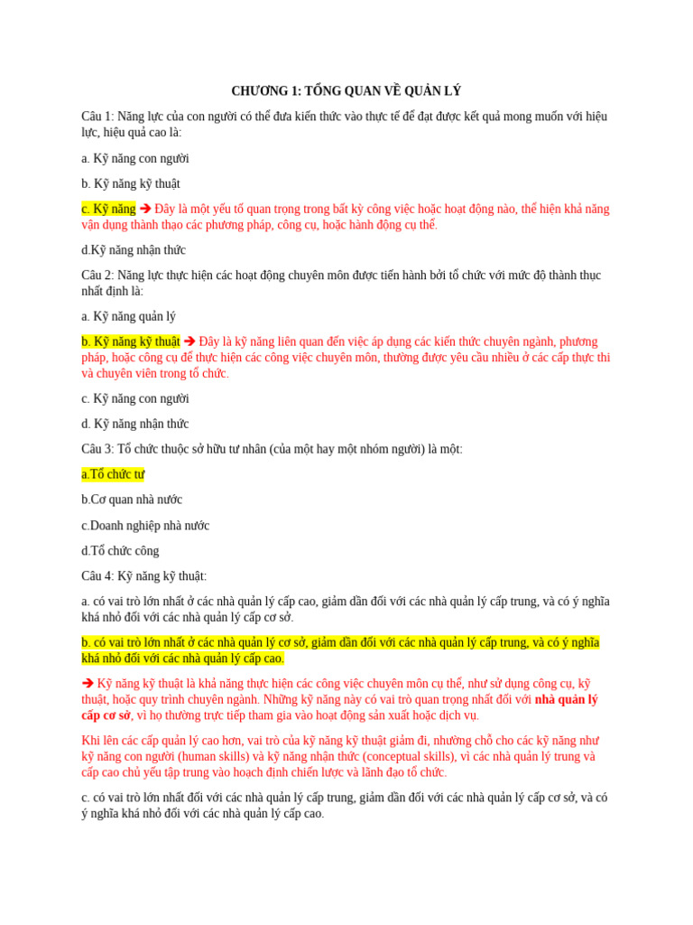 TN Chương 1 QLH | PDF