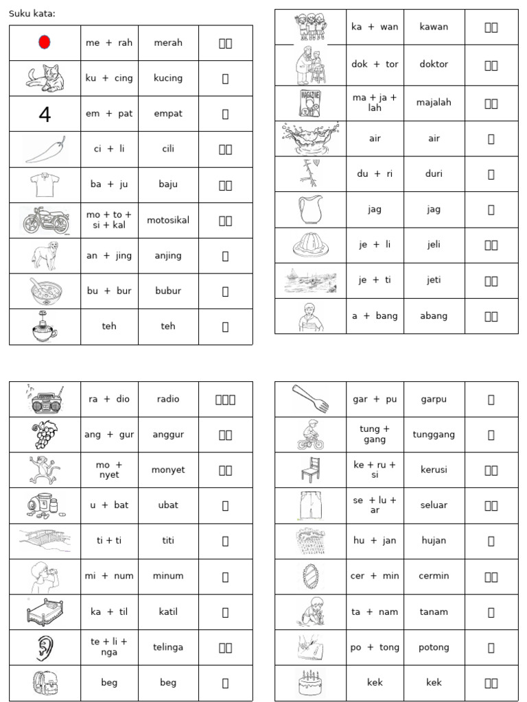 Basic Suku Kata 4 | PDF