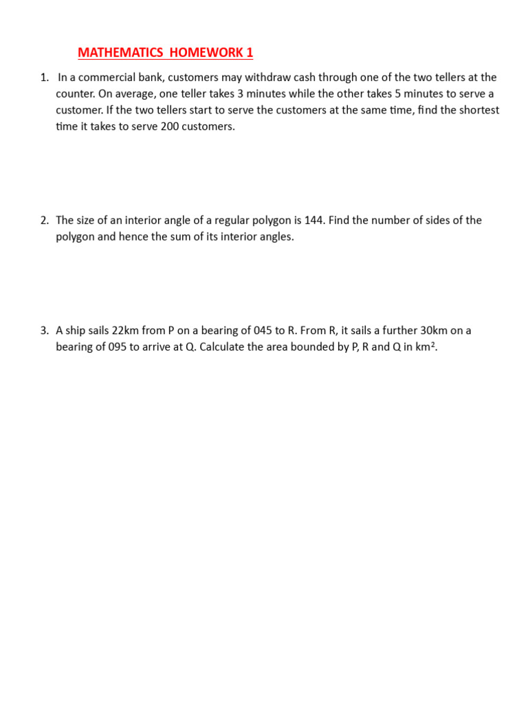 Mathematics Homework Problem Set | PDF | Circle | Area
