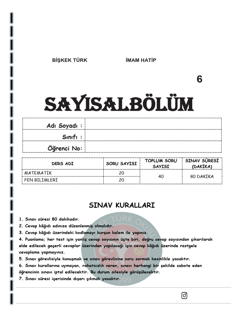 Sinif Sayisal 75 Adet. | PDF