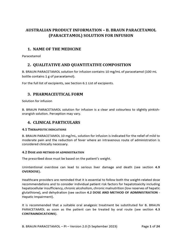 B. Braun Paracetamol Infusion Guidelines | PDF | Intravenous Therapy ...