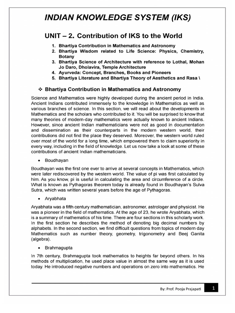 IKS-UNIT-2 (PORTION -1,2) | PDF