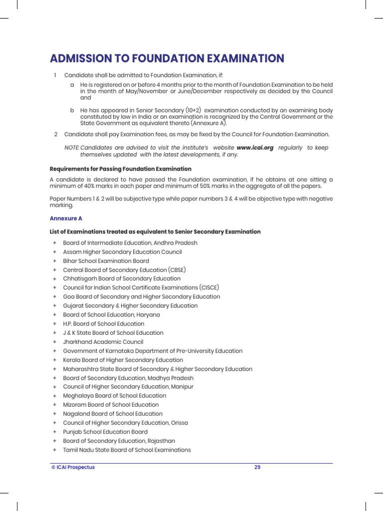 12 - Foundation Examination Eligibilty ICAI - Pdf#toolbar 0 | PDF | Educational Stages ...