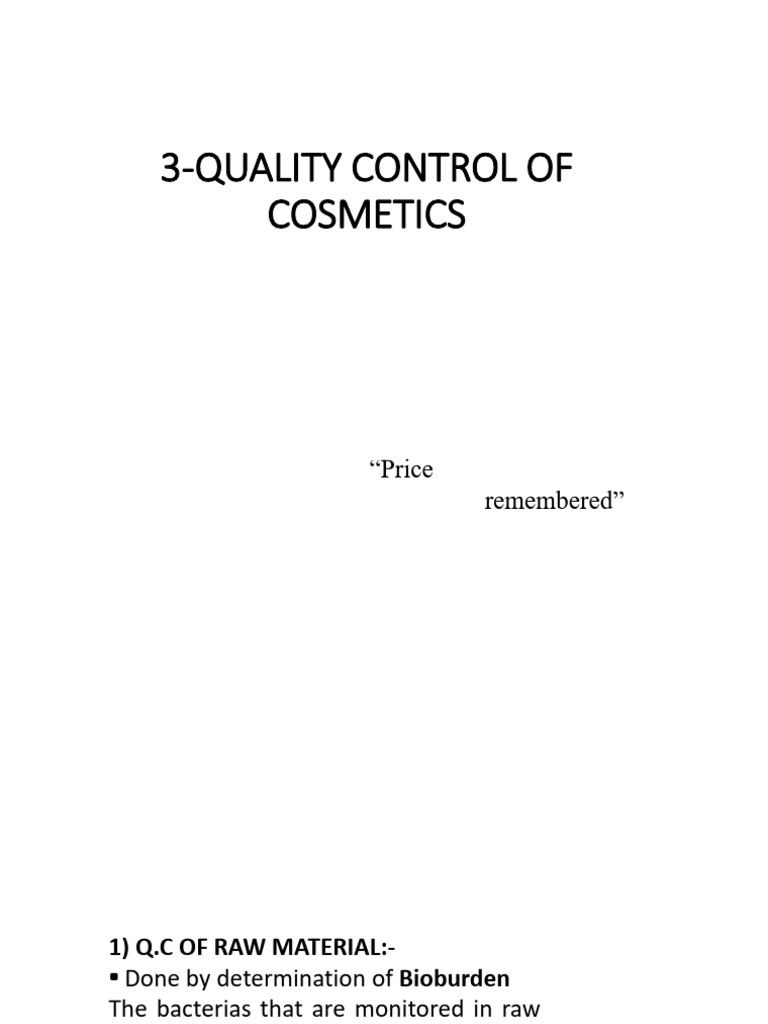 Quality Control Cosmetics | PDF | Skin | Cosmetics