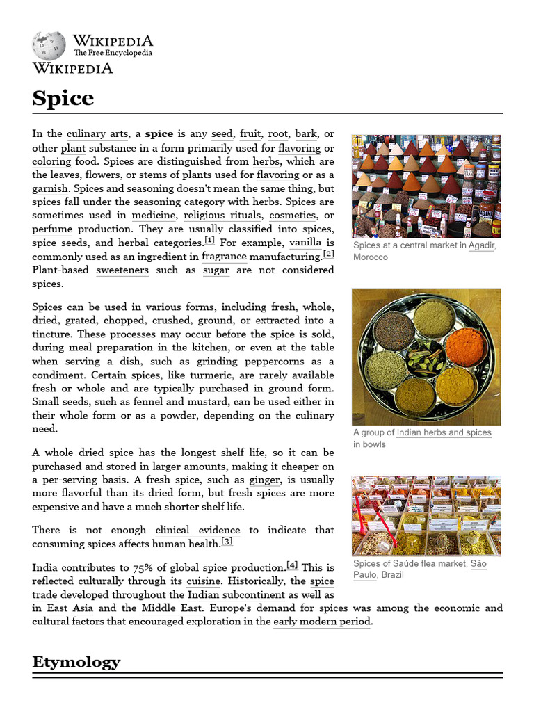 Spice - Wikipedia | PDF | Spice | Foods